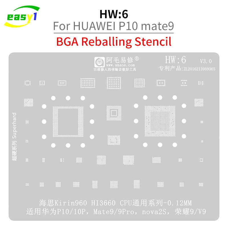 Amaoe hw6 bga reballing estêncil para huawei p10 pro mate9 honra 9 v9 kirin 960 hi3660 cpu de ...