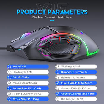 Programmable Ergonomics Wired RGB Light Gaming Mouse