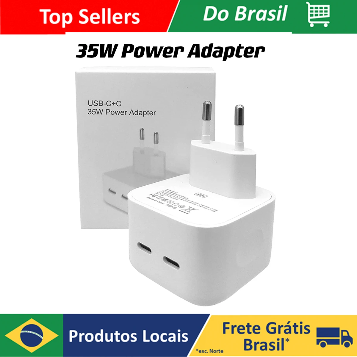 Carregador PD Duplo De 35W Adaptador Rápido De Viagem USB Tipo C Para ...