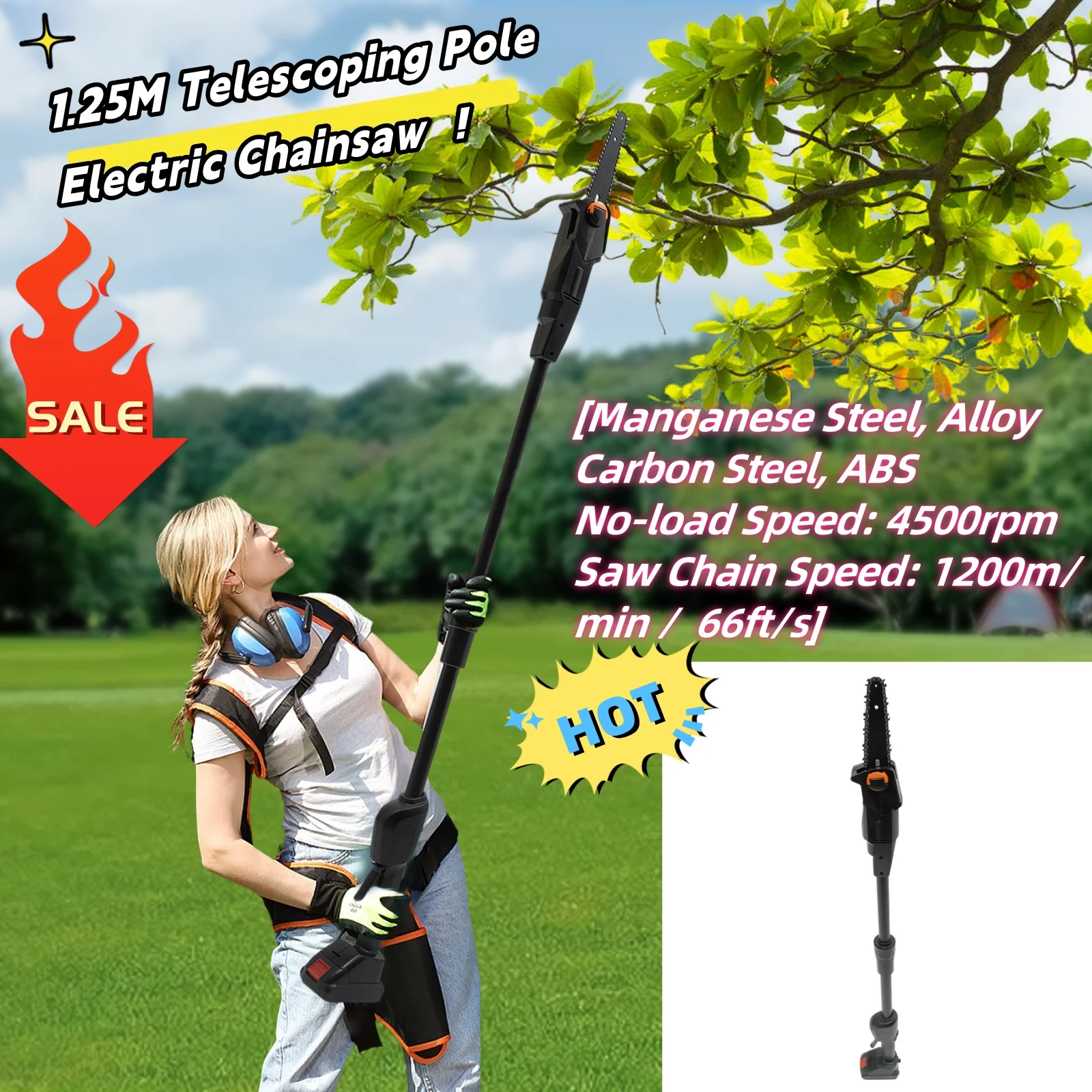 550W-Telescoping-Pole-Electric-Chainsaw-1-25m-Cordless-Chain-Saw-Garden ...