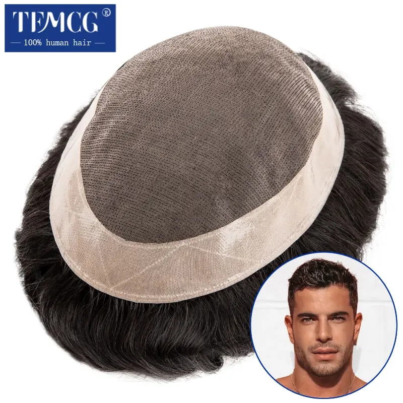 Parrucca da uomo parrucchino per capelli umani Mono parrucca maschile ...