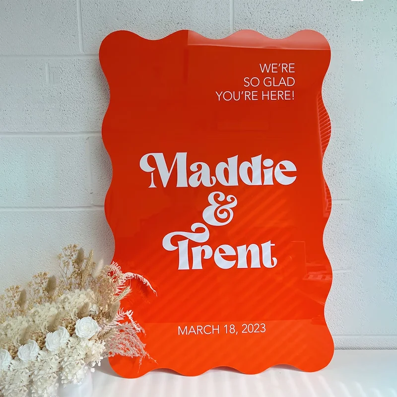 Wave-shaped-Wedding-Welcome-Sign-Modern-Wedding-Signs-Event-Signage ...