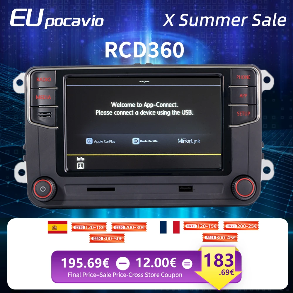 Ds RCD360 Carplay Autoradio Mib Autoradio Voor Vw Pq Na 2010 Golf 5 6 ...