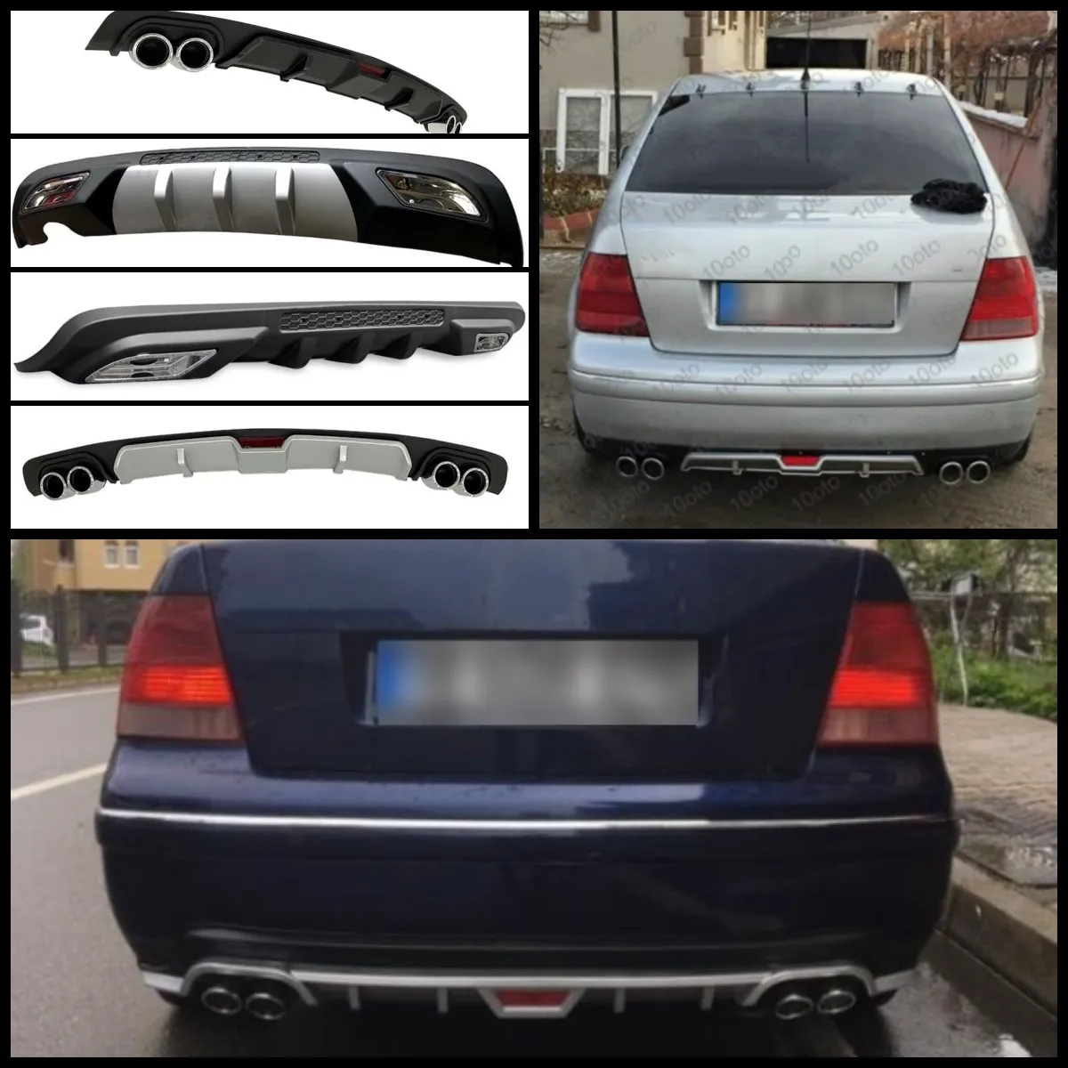 For VW Volkswagen Bora Jetta MK4 Car Rear Bumper Diffuser Black ABS ...