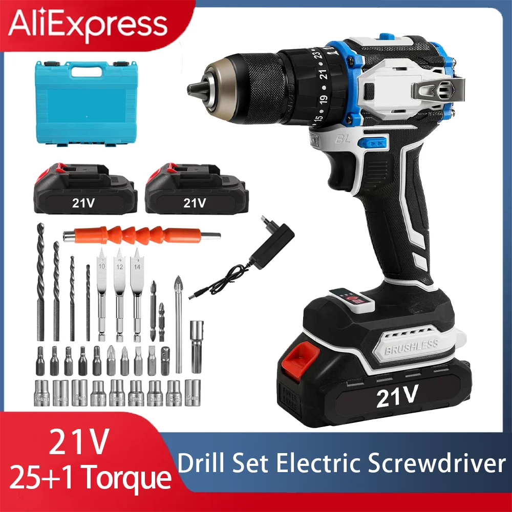 21V-Brushless-Cordless-Drill-Set-Electric-Screwdriver-25-1-Torque ...