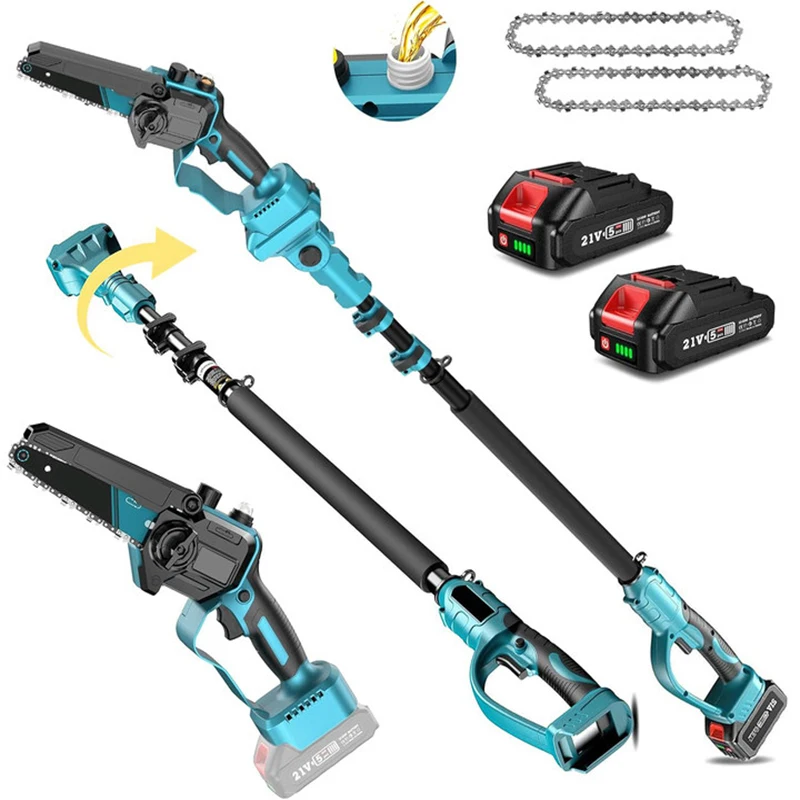 2-IN-1 Electric High Branch Saw 6-Inch Mini Cordless Chain Saw with ...