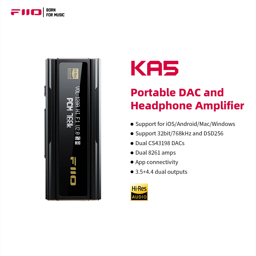 FiiO JadeAudio USB DAC 헤드폰 앰프, 듀얼 CS43198 칩 3.5 4.4mm 오디오 케이블, PCM ...