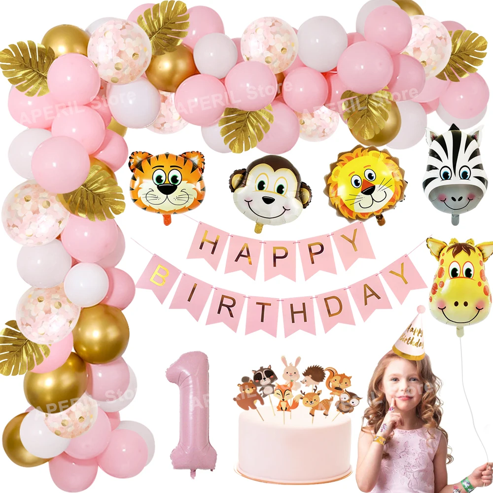 1-2-3-Year-Girl-Birthday-Balloon-Pink-Children-Wild-One-Decoration ...
