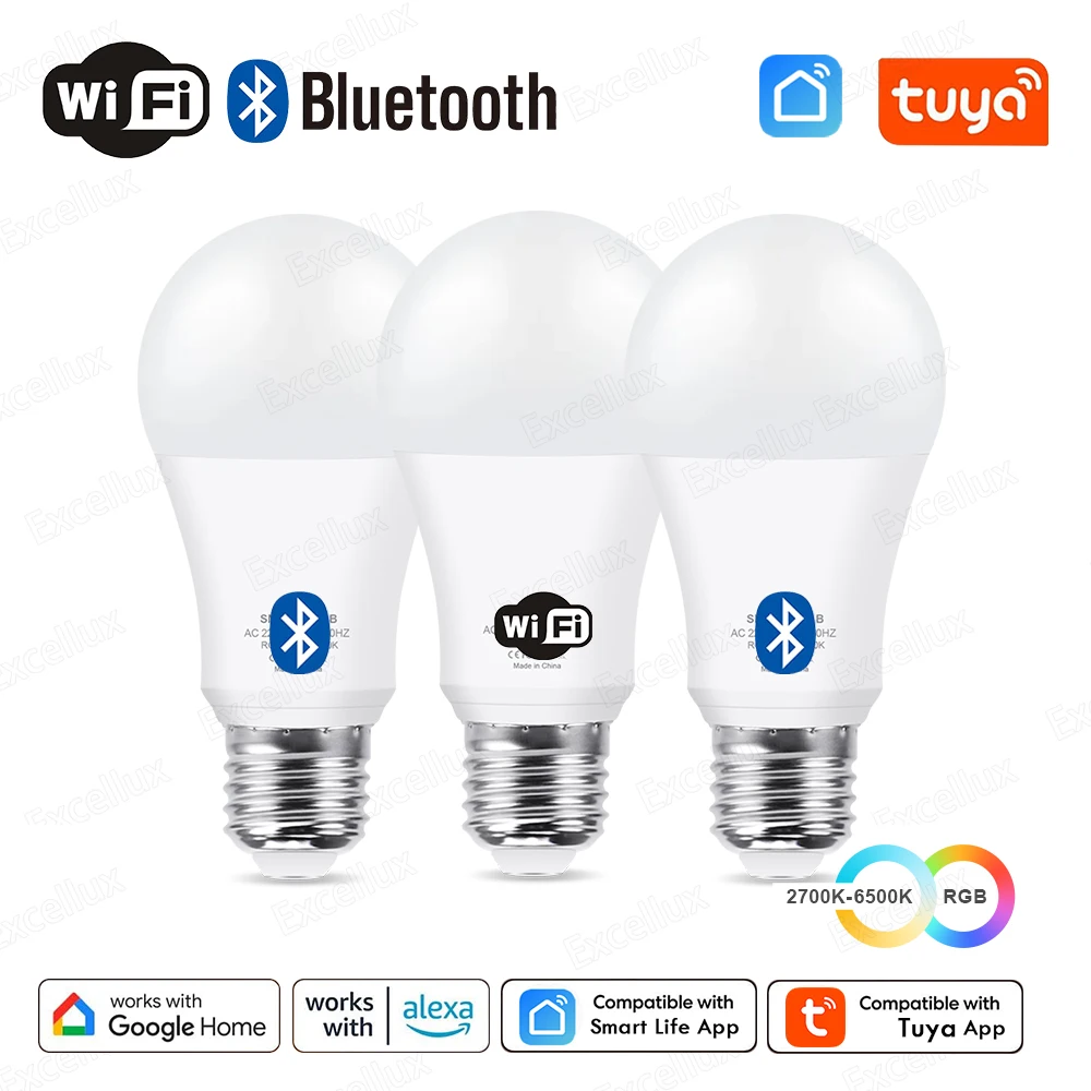 Tuya-E27-L-mpada-LED-inteligente-Bluetooth-Wi-Fi-Controle-de ...