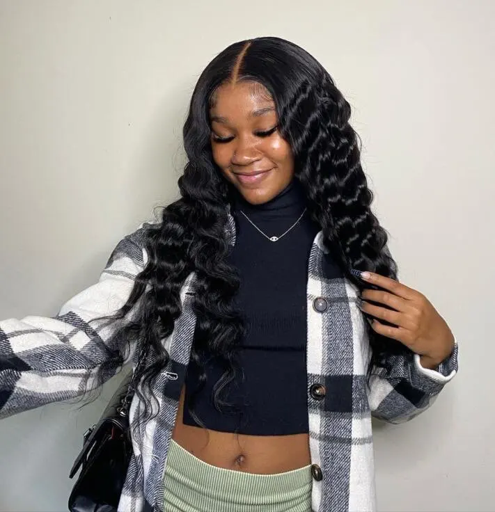 Loose Deep Wave Lace Front Wig 13x4 Lace Frontal Wig 200% Density HD T ...