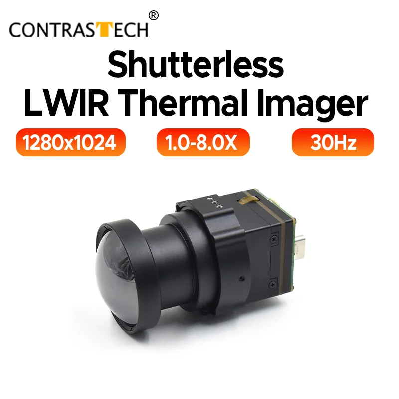 1280x1024 LWIR Thermal Camera Shutterless Anti-Vibration 1-8X Digital ...