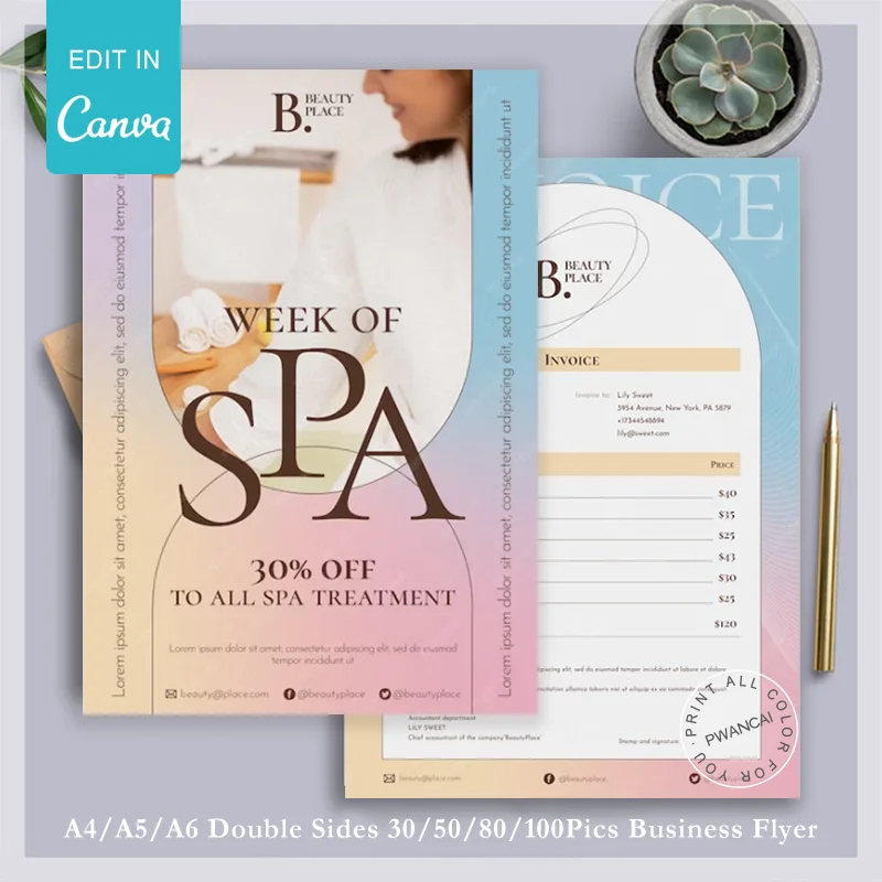 30-100 Pieces Custom Beauty Elegant Flyers for Business Design A5 ...