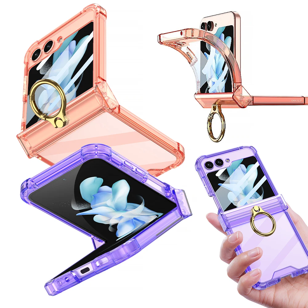 Galaxy-Z-Flip-6-5-4-Pastel-Color-Transparent-Hinged-Protections-Gold ...