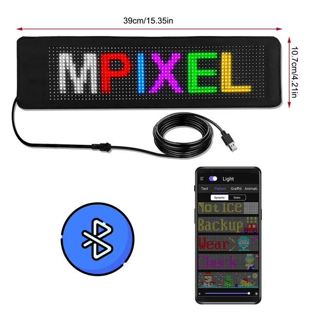 LED Matrix Pixel Panel Bluetooth Car Rear Window Scrolling Message ...