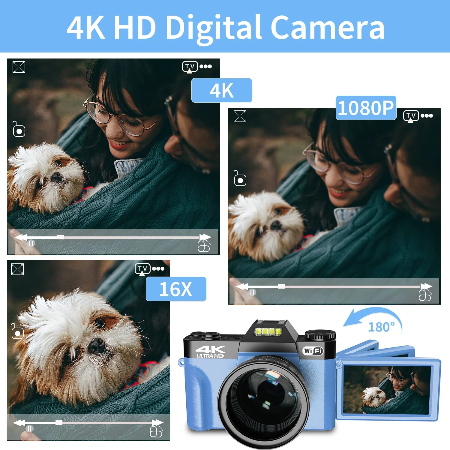 KOMERY NEW Release 48MP Camera Digital Wifi 4K YouTube Vlogging Camera ...