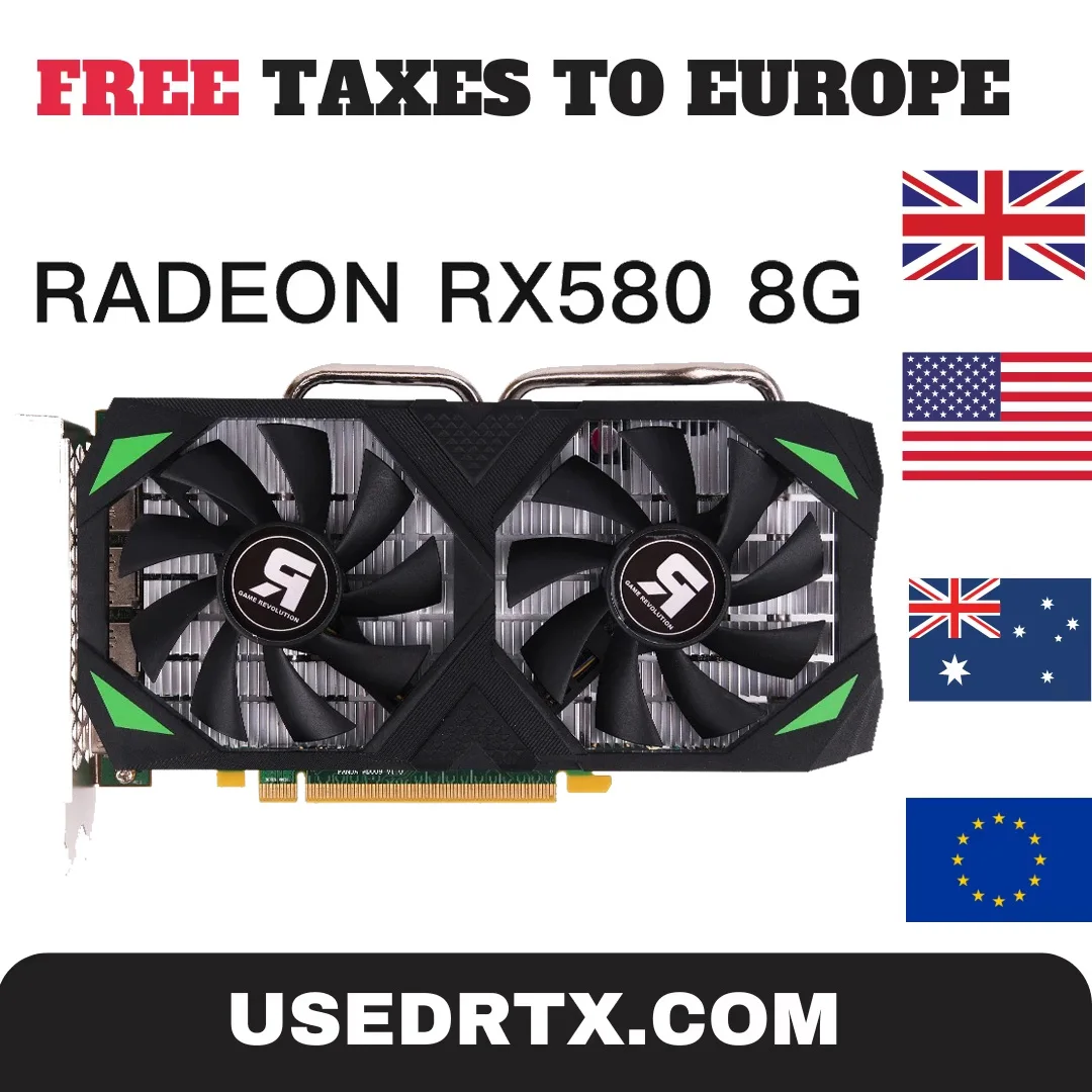 Placa-gr-fica-AMD-RX-580-Gaming-Mesa-de-computador-GPU-preta-8GB-GDDR5 ...