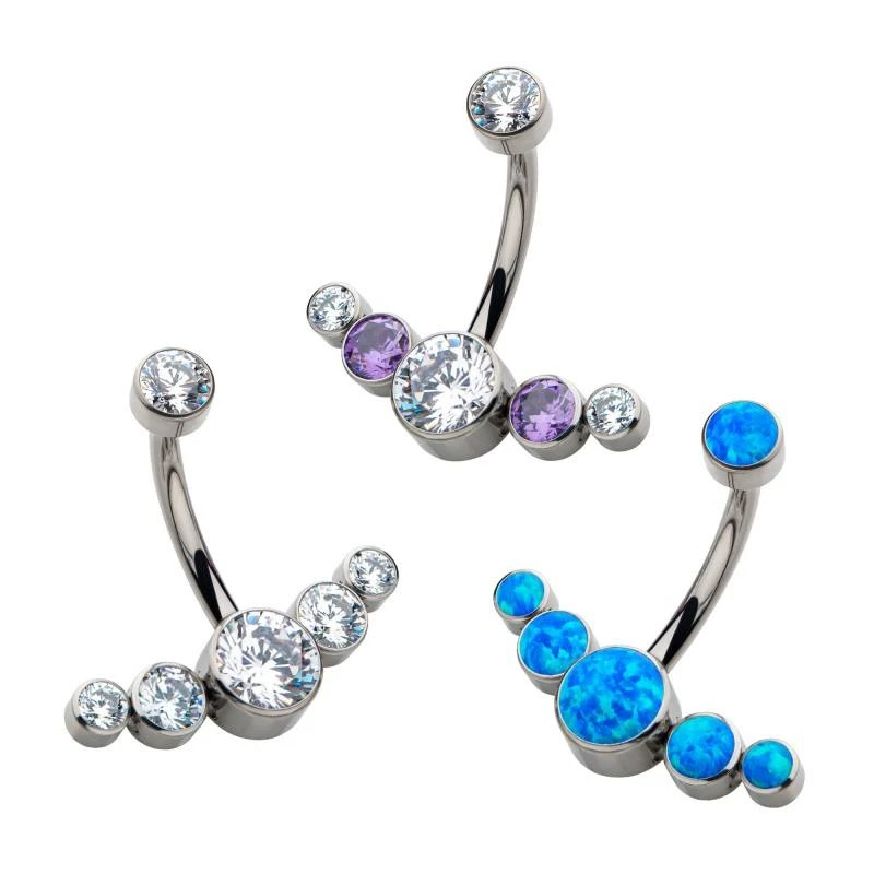 Sexy Belly Button Ring Opal Luxury F136 Titanium Internally Threaded Multiple Color Navel Body ...