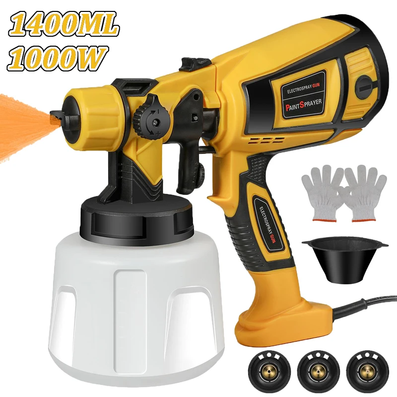 1400ML Electric Paint Sprayer 1000W High Power Spray Paint Gun With 4 ...
