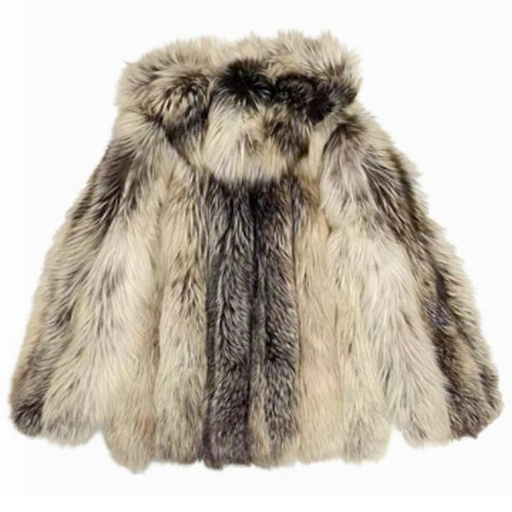 Denny&Dora Natural Full Pelt Thick Genuine Fox Fur Jacket Fashion Men Short Real Fox Fur Coat ...