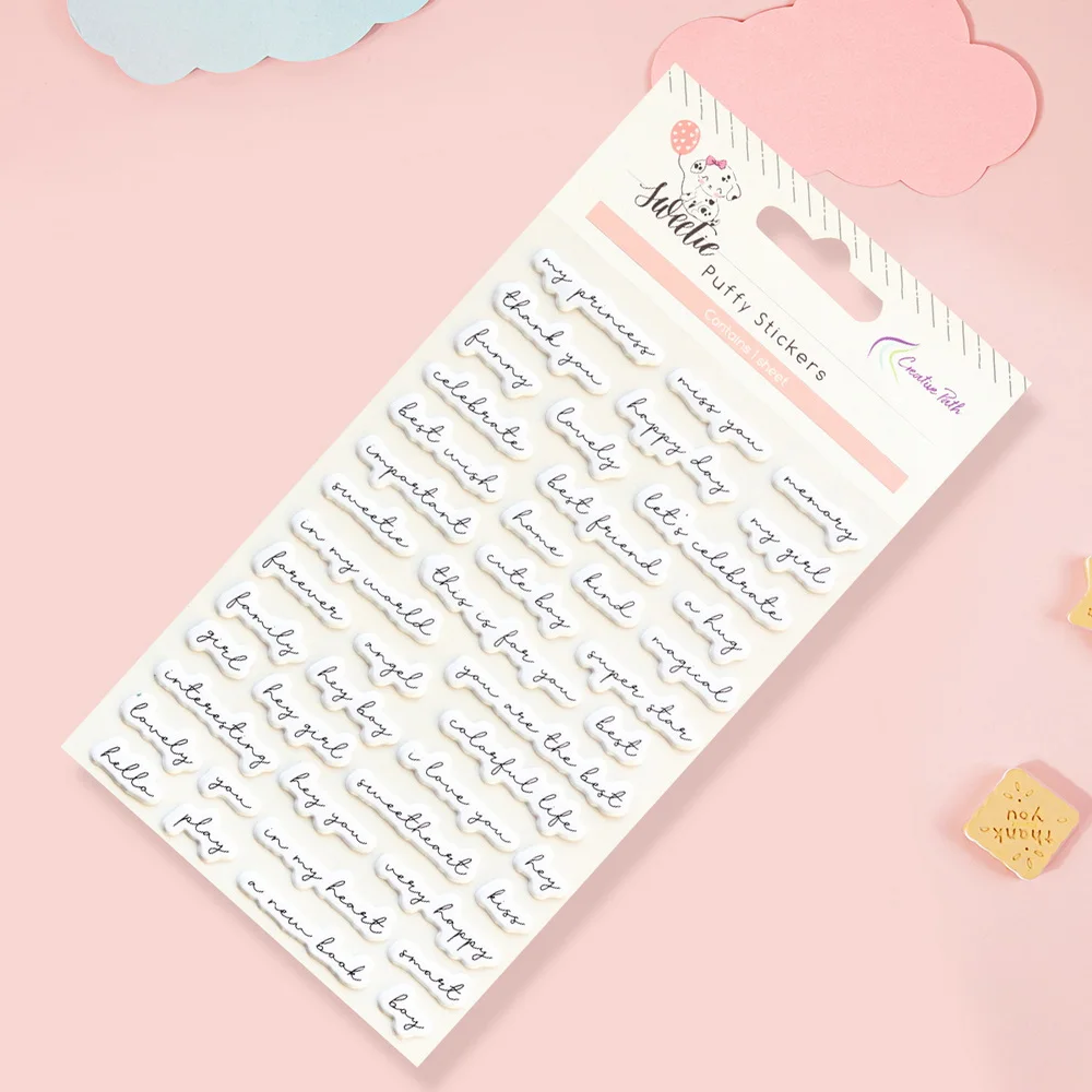 Creative Path Puffy Motif Words Stickers Self Adhesive Embellishments ...