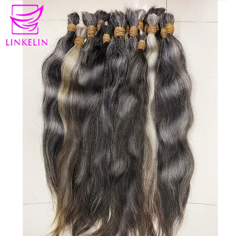 Human-Hair-Extensions-Hair-Bulk-High-Quality-Straight-Gray-Hair-No-Weft ...