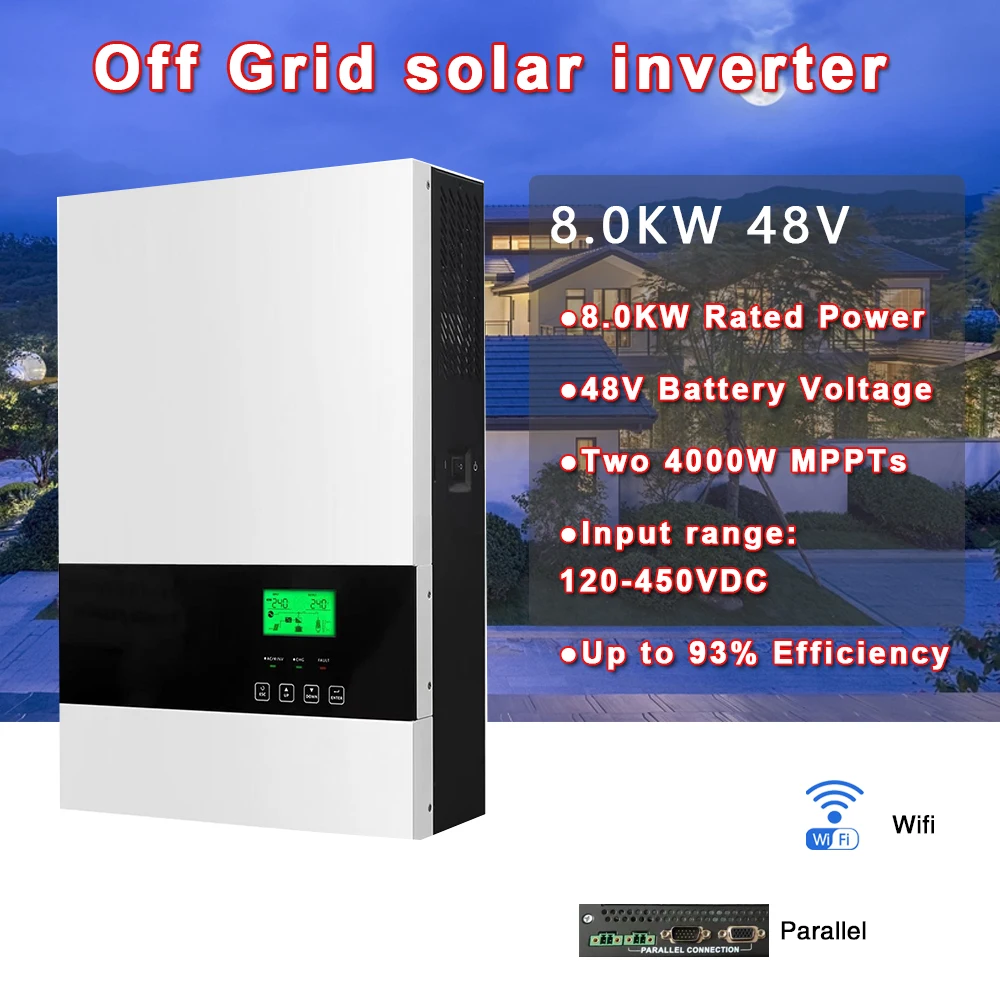 8KW 48VDC Off Grid Hybrid Solar Inverter Pure Sine Wave Built in two ...