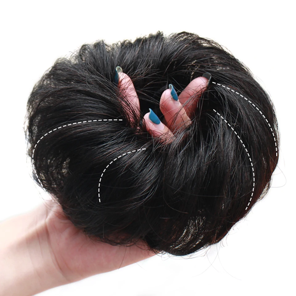 Chignon,Punaise--Chignon synthétique lisse avec bande élastique pour ...