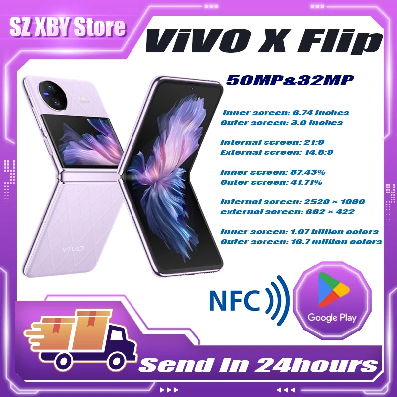 Original 5G Mobile Phone ViVO X Flip NFC 6.74Inch AMOLED Snapdragon 8 ...