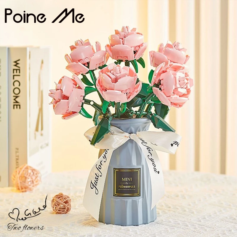 Poine Me Flowers Rose Building Block Bouquet Small Particles Compatible ...