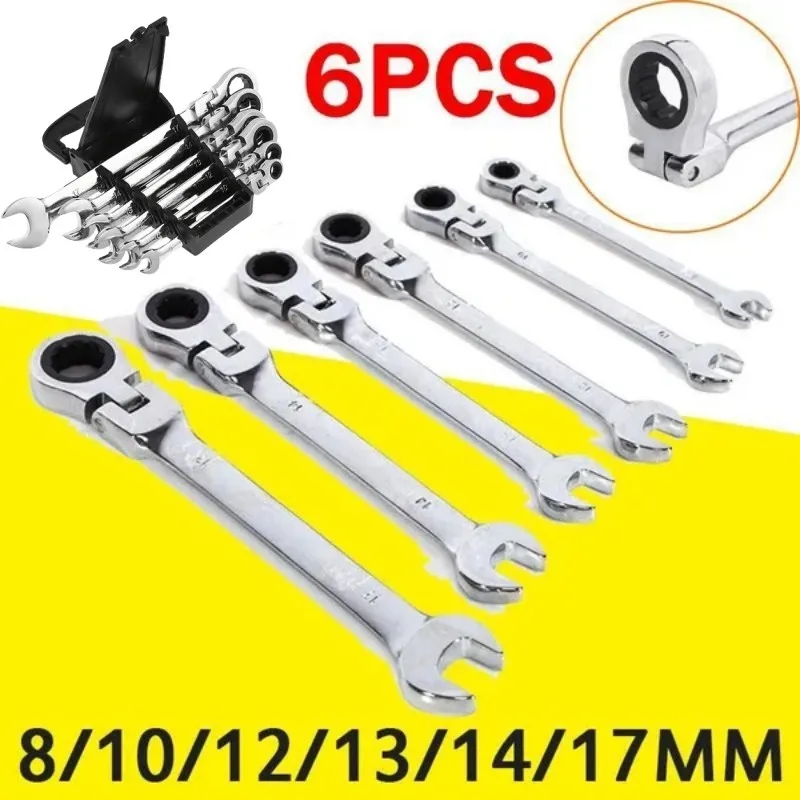 6PCS-180-Movable-Ratchet-Wrench-Set-Live-Head-Dual-Purpose-Ratchet-Hand ...