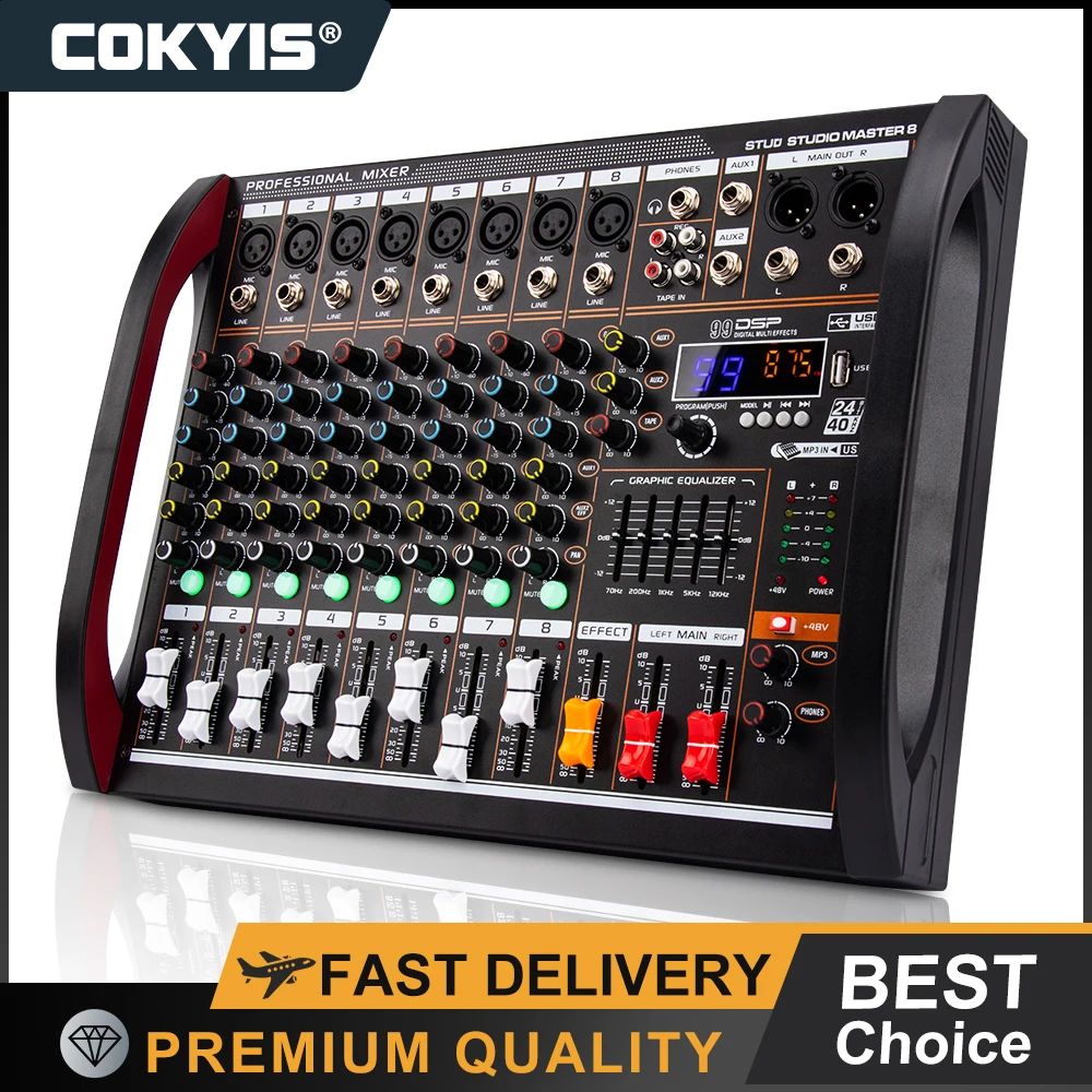 Audio-Mixer-8-Channel-Mixer-Mixing-Console-bluetooth-USB-Computer-48V ...