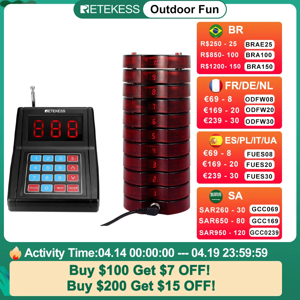 Retekess-TD165-Vibrator-Restaurant-Pager-System-Coasters-Beeper-Buzzer ...
