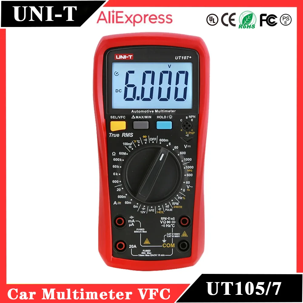 UNI-T-UT105-UT107-Plus-Car-Multimeter-Low-Pass-Filter-SEL-VFC-Digital ...