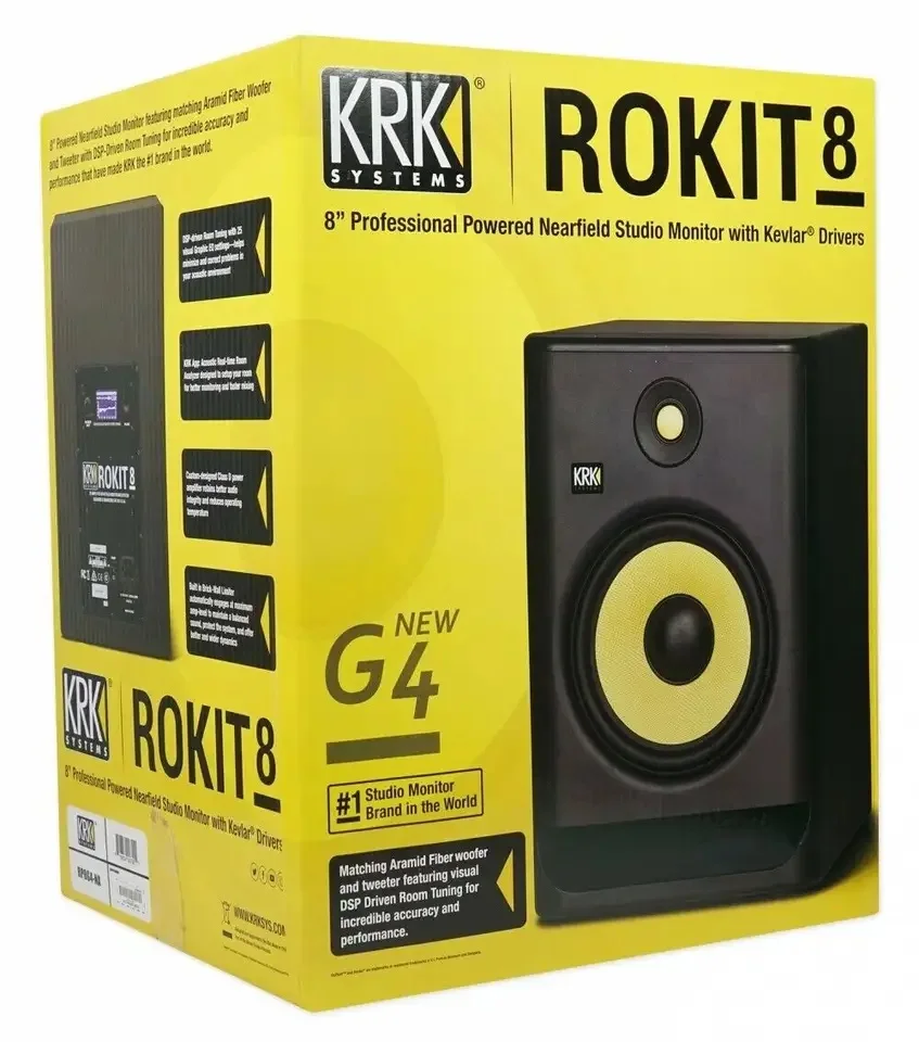 New-KRK-Rokit-8-Gen-4-RP8G4-Powered-Studio-Monitor-Speaker-Ready-To ...