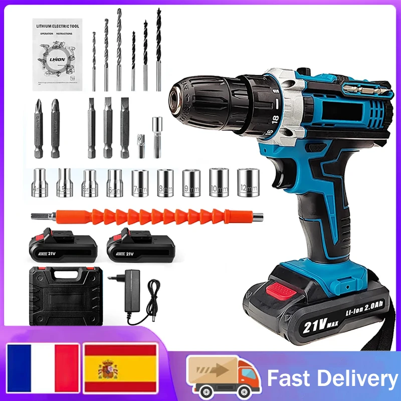 21V-Impact-Cordless-Screwdriver-1600rpm-High-Speed-Drills-Rechargeable ...