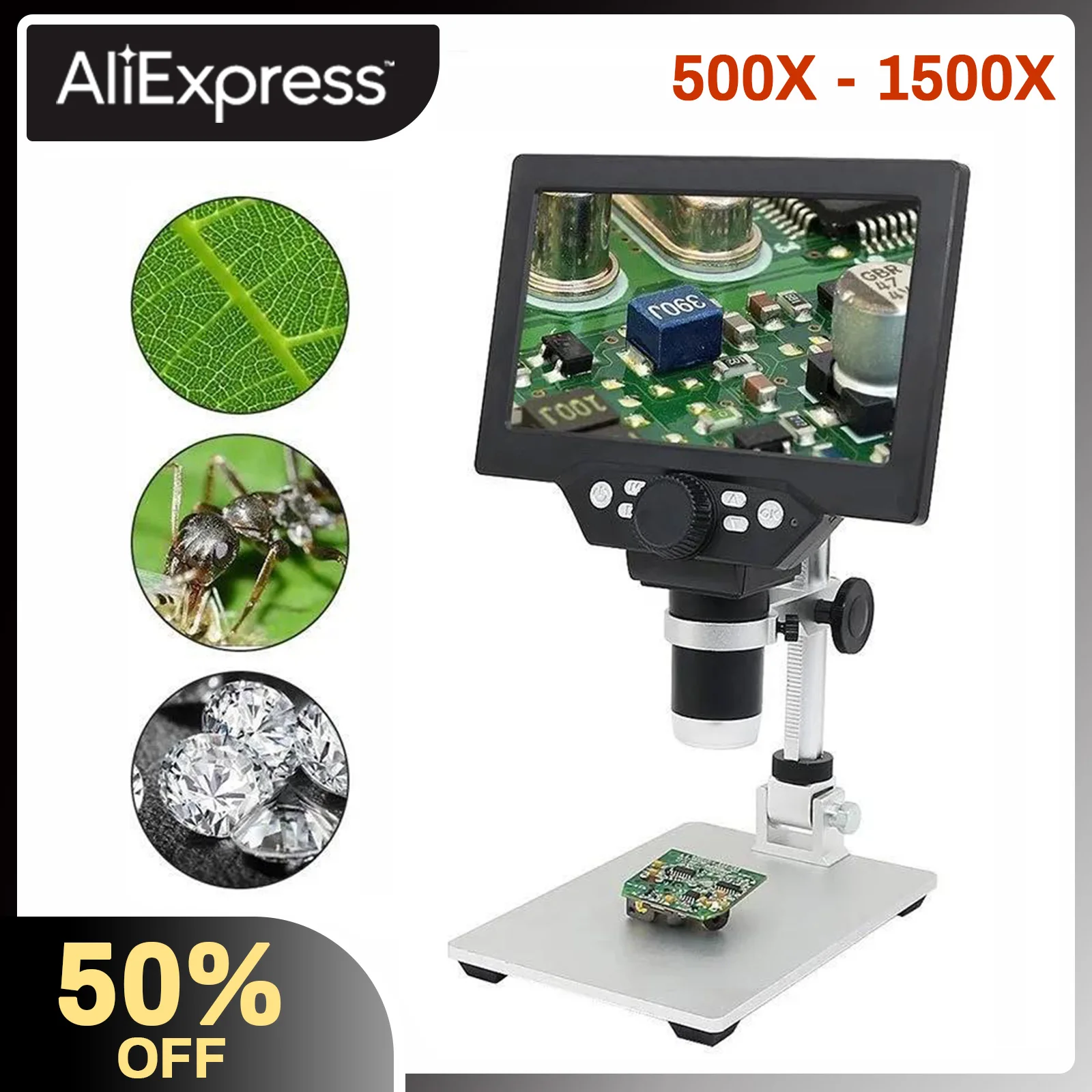500X-1500X-Digital-Microscope-12MP-Electronic-Video-Microscopes-7-Inch ...
