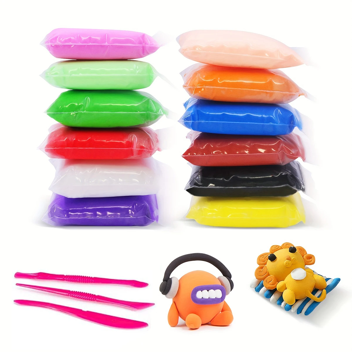 Air-Dry-Clay-12PCS-Ultra-Light-Magic-Modeling-Clay-with-Tools-No-Sticky ...