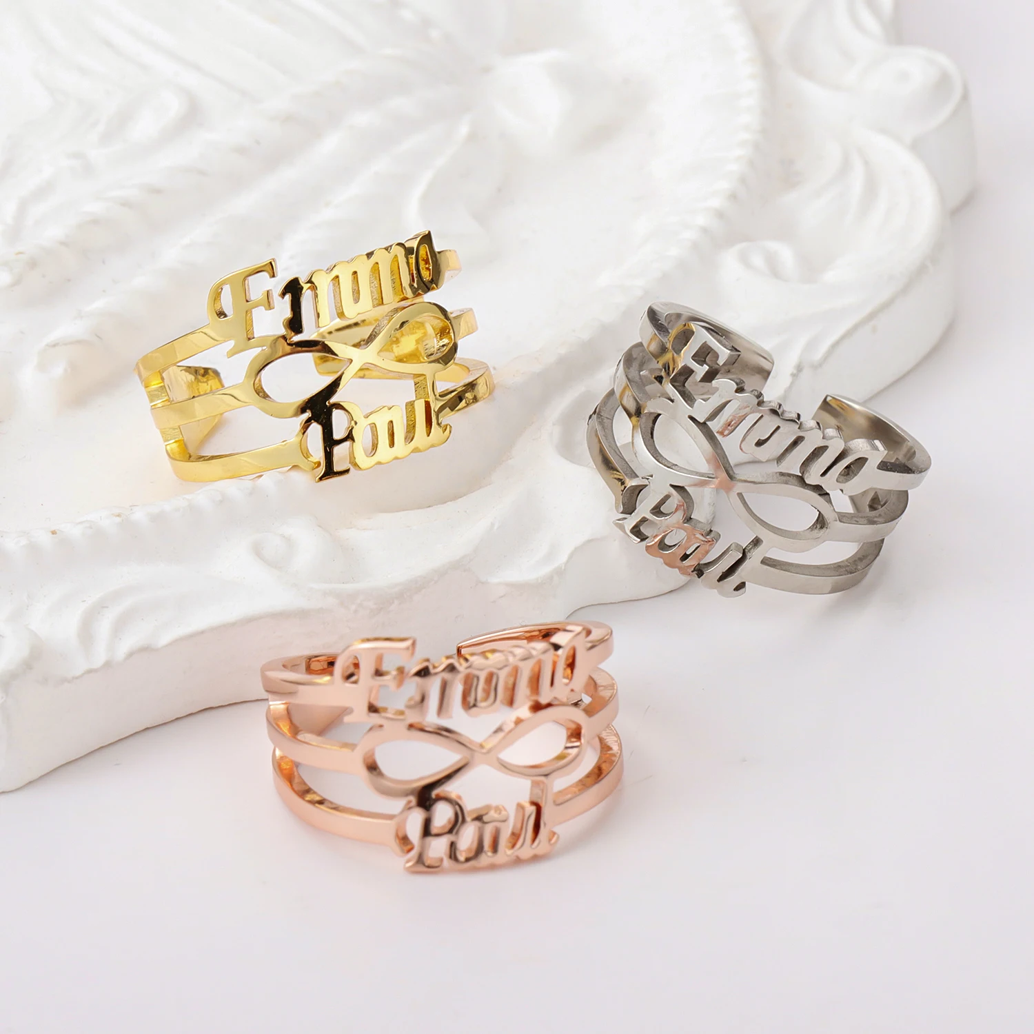 Personalized-Eternal-Love-Custom-Gold-Plated-Multiple-Two-Name-Ring ...