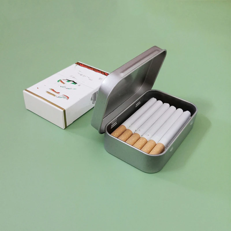 Silver-Metal-Cigarette-Case-Tobacco-Humidor-Rolling-Paper-Storage-Box ...