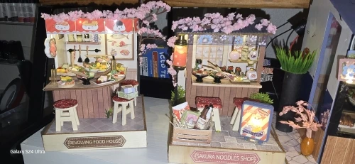 DIY 3D Puzzles Wooden Toy Miniature Dollhouse Handmade Coffee House To ...