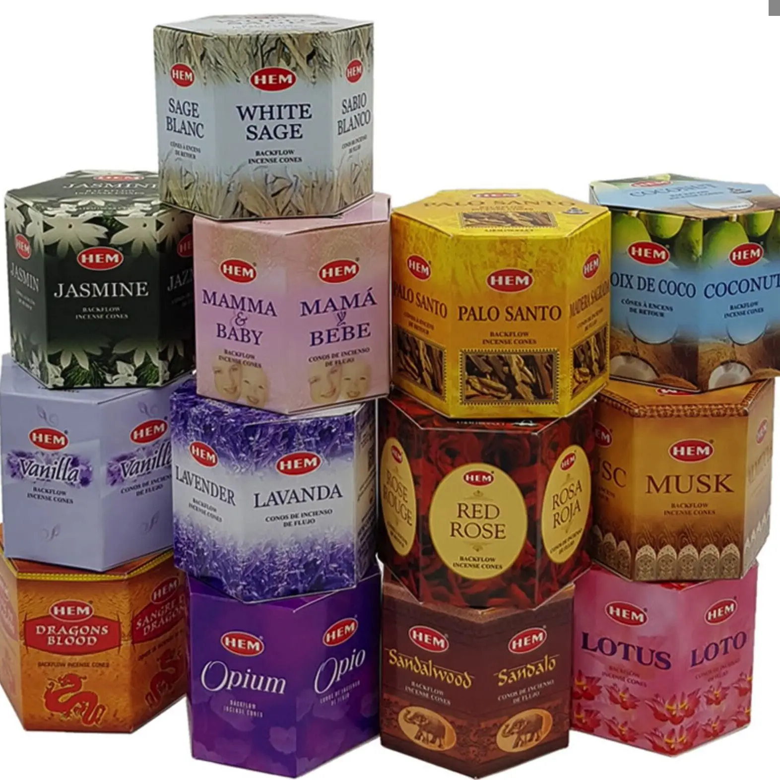 Backflow Incense Cones 40 pcs HEM Quality Conical Backflow Incense Musk ...