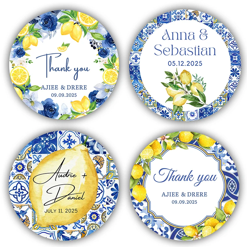 Personalized-Lemon-Gift-Labels-Blue-tile-and-Lemon-Bridal-Shower ...