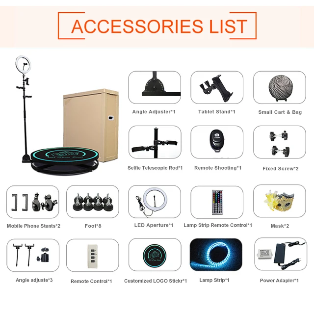 Portable 360 Degree Video Camera Photo Booth Automatic Spin Photobooth Machine Selfie ...