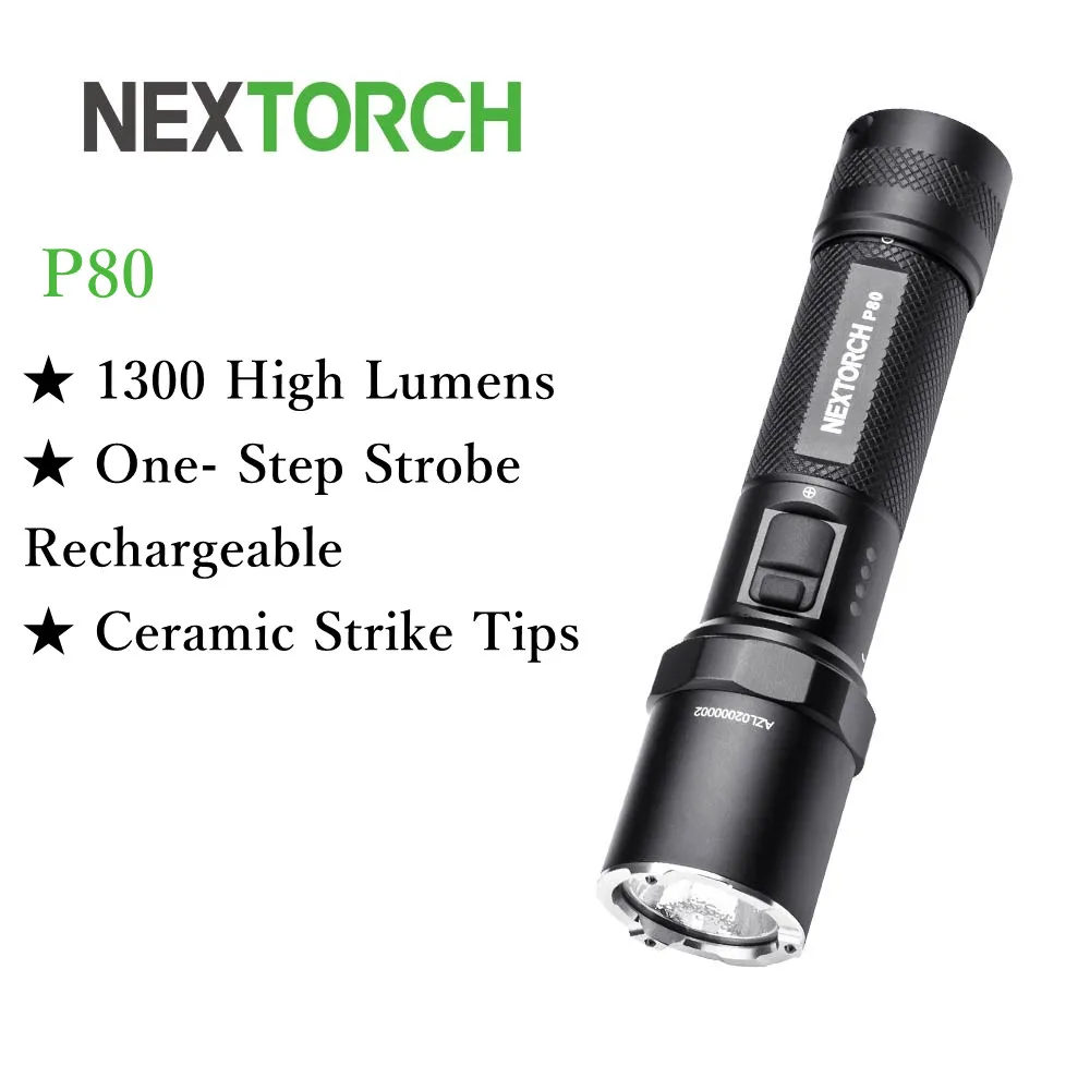NEXTORCH 1300 Lumens 18650 Tactical Flashlight USB High Power ...