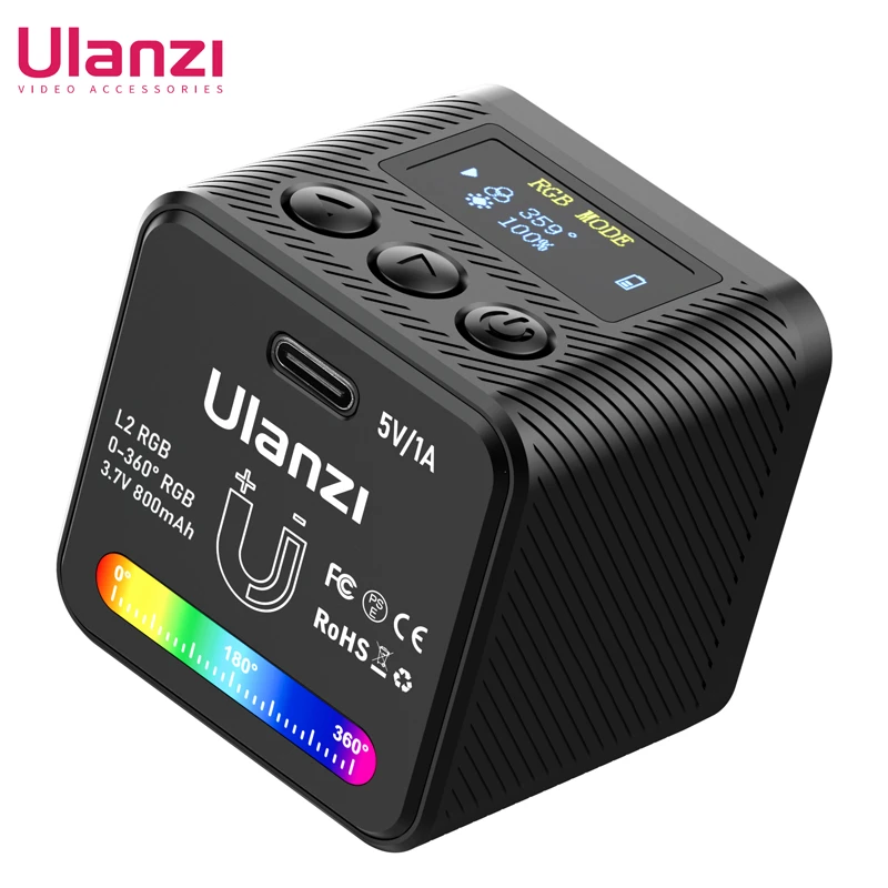 Ulanzi L2 Rgb Mini Cob Video Camera Light Dimmable 360° Full Color ...