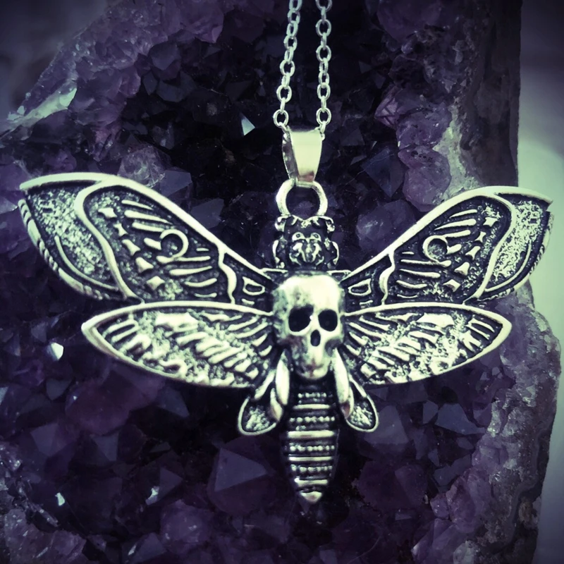 Death-Moth-Necklace-Pendant-18inch-Chain-Sugar-Skull-Gothic-Butterfly-Rock-Emo-Goth-Silver-Color ...