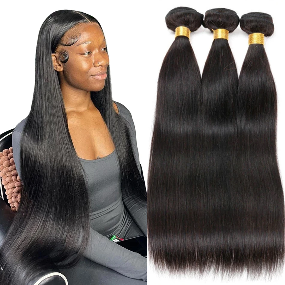 30 Inch Straight Human Hair Bundles 12A Peruvian Hair Weave Bundles ...