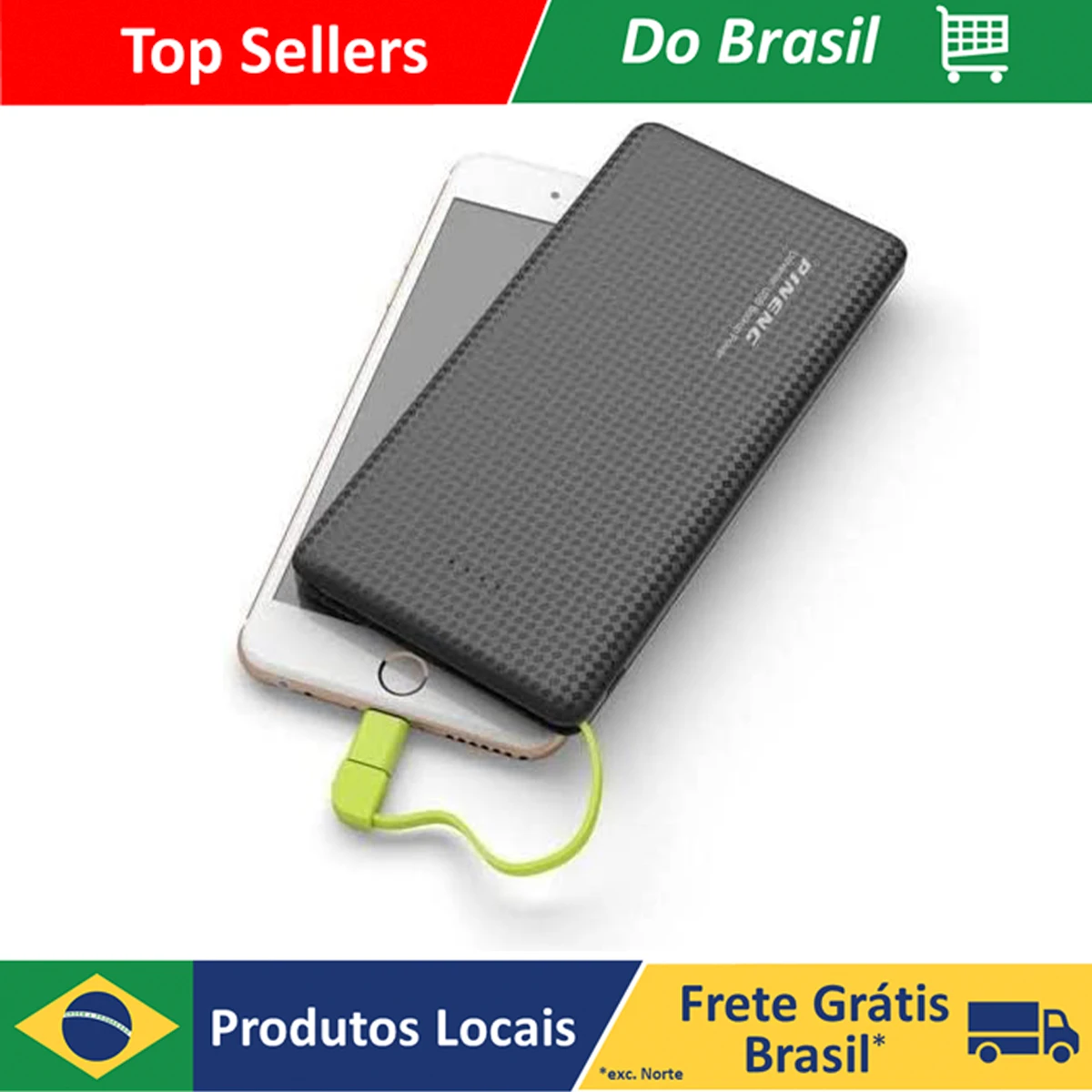 Carregador portátil pineng power bank 10.000mah,5000mah com adaptador ...