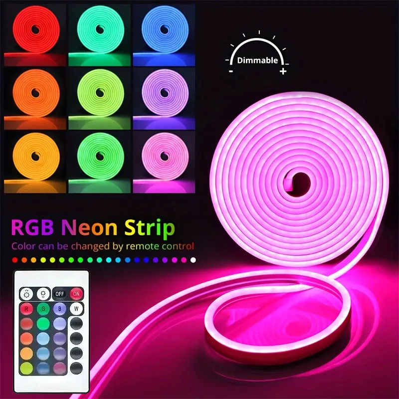 Neon-Light-RGB-LED-Strip-5V-USB-1M-Remote-Control-Tape-Room-Decor ...