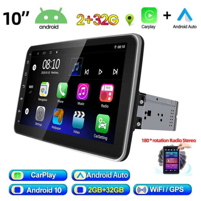 1Din-Android-10-Car-Radio-Multimedia-Player-10-Touch-Rotate-Screen-Car ...